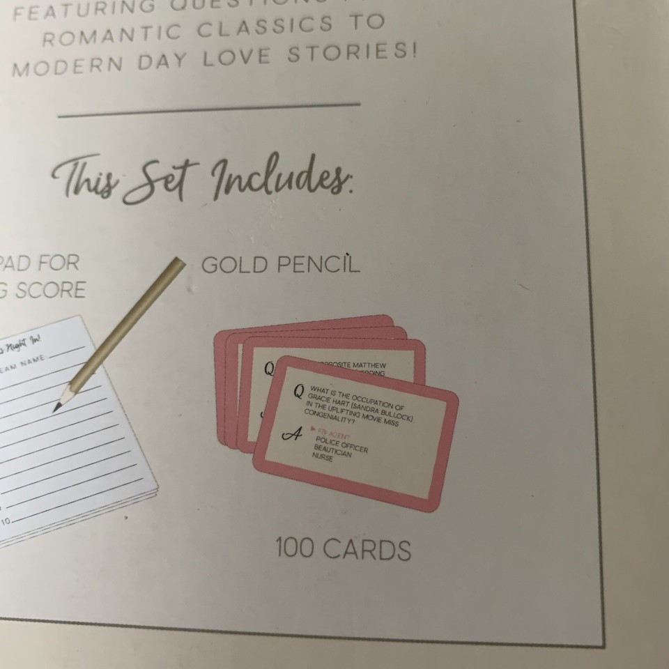 Chick Flick Trivia Girls Night Card Game Romantic Classics Modern Day ...