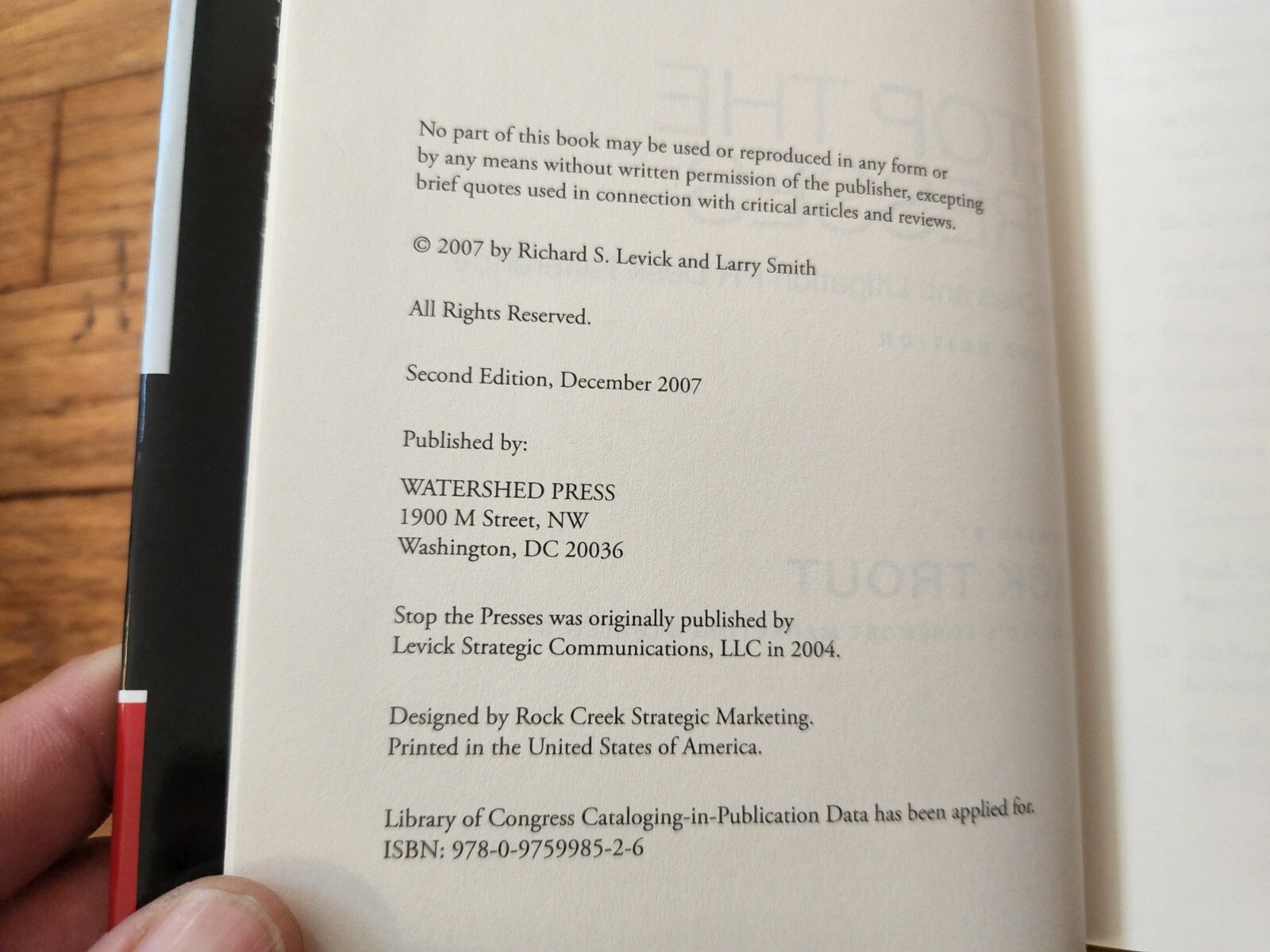 Richard Levick SIGNED Stop the Presses Crisis Litigation 2007 First ...
