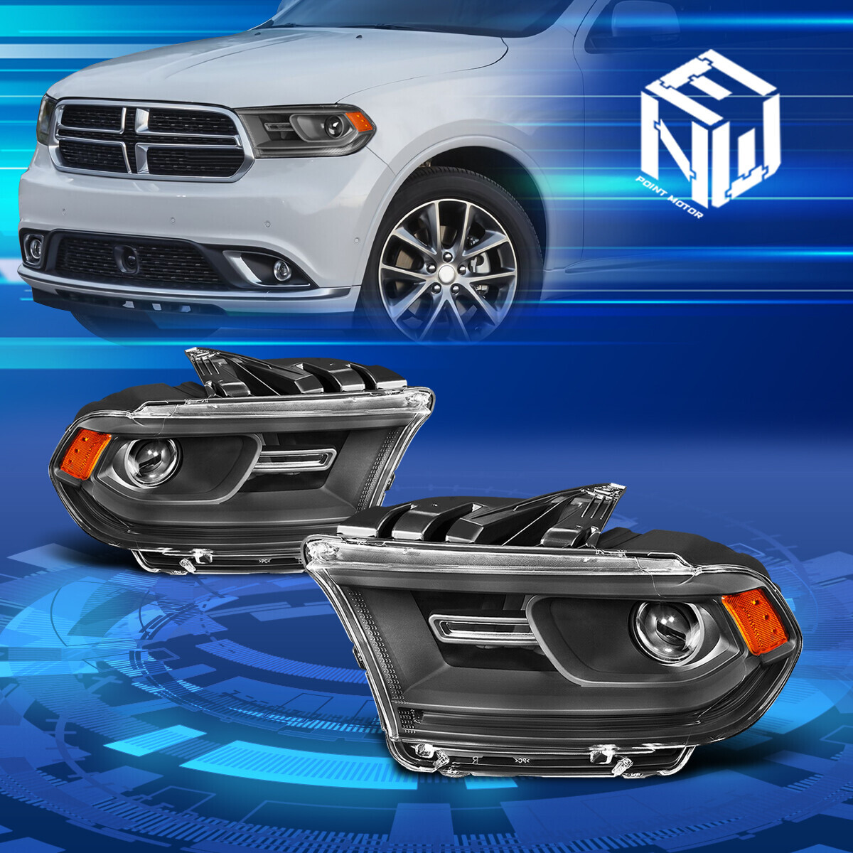 Fit 2014-2020 Dodge Durango LED Side Projector Heaglight W/LED Slim ...