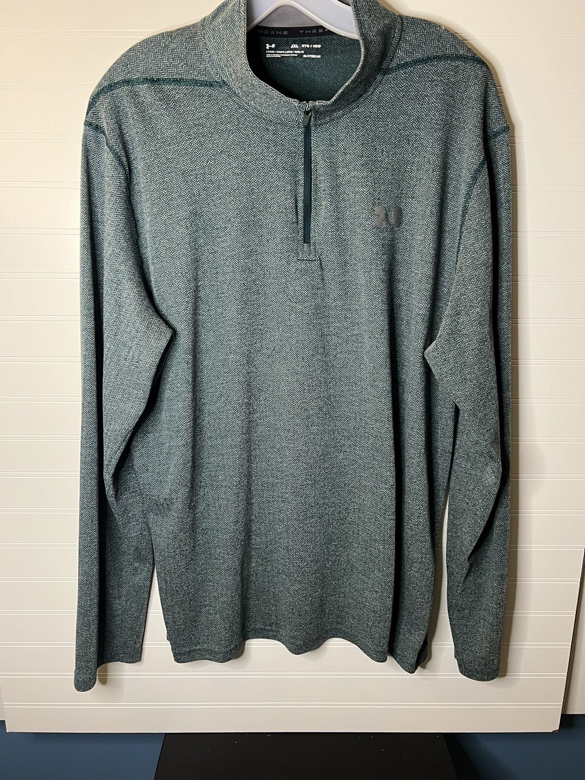 Under Armour Shirt Men’s 2XL Green 1/4 Zip Herringbone Pullover ...