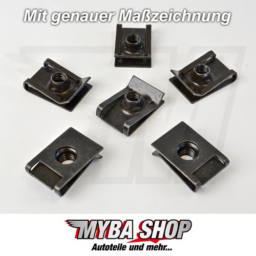 10x Metallo Clip Fissaggio Per VW Golf Audi A4 A6 M6 X 23.4 x 16 ...