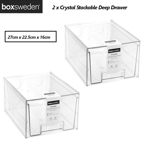 2 x Boxsweden Stackable Organiser Deep Drawer Kitchen Pantry Storage ...