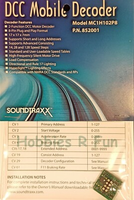 Model trains Soundtraxx MC1H102P8 Mobile decoder for HO Locos with 8 ...