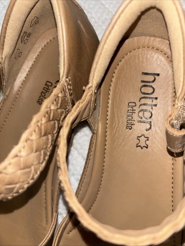 Hotter Women's Mary Jane Ortholite lake Tan Flat Comfort Shoes Blue Sz ...