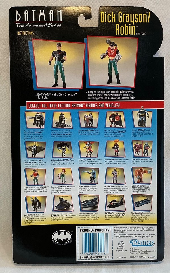 Kenner Batman Animated Series Dick Grayson Robin Action Figure 1993 MOC ...