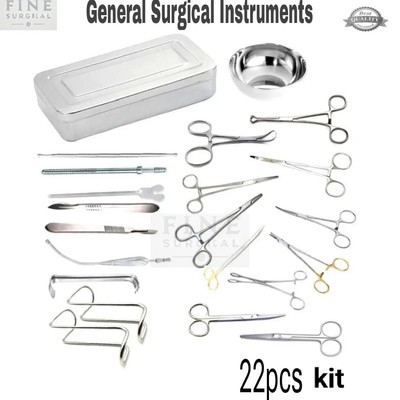 22 pcs General Surgical Instruements KIt Minor Surgery Set orthopedic ...