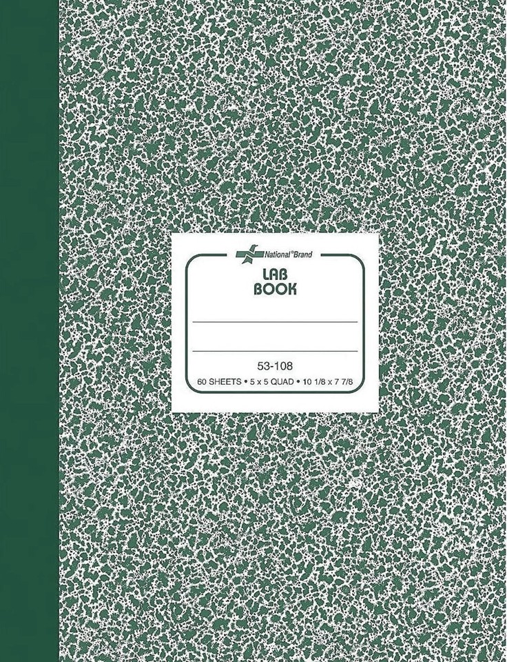 National Lab Notebook Quadrille Ruled 60 Sheets Green Cover Composition ...