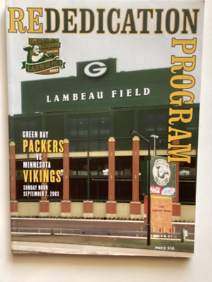 Green Bay Packers vs Vikings Rededication Lambeau Gameday Program Sept ...