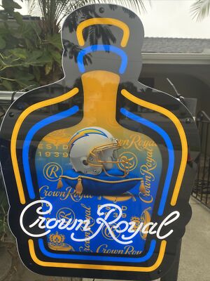 CROWN ROYAL NFL CHARGERS LED Lighted Sign Brand NEW in Box Football Bar ...