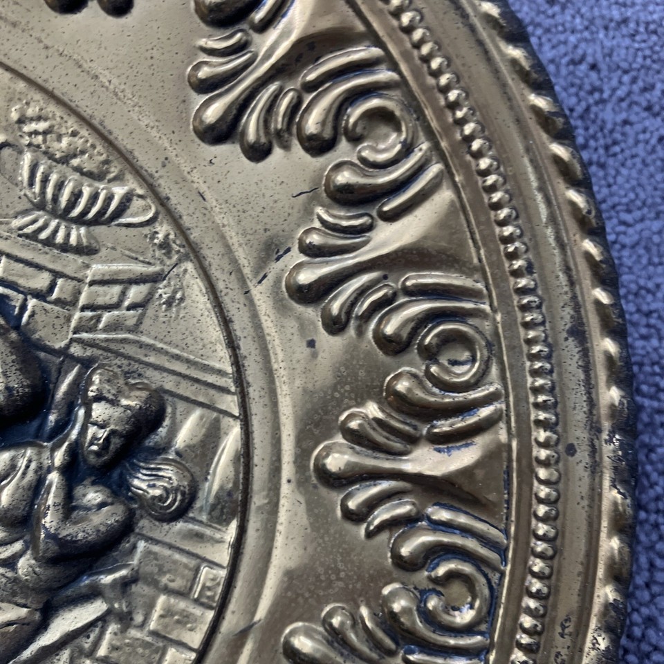 VINTAGE EMBOSSED BRASS 12” WALL PLATE -ENGLAND | eBay