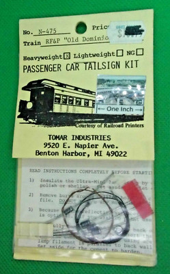 Tomar Industries N scale #475 Passenger Car Tailsign Kit RF&P "Old ...