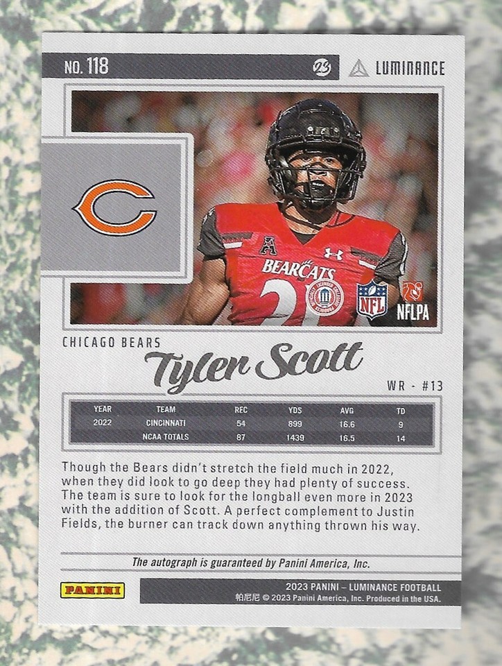 TYLER SCOTT 2023 PANINI LUMANCE SP ROOKIE RC AUTOGRAPH AUTO CARD #'D ...
