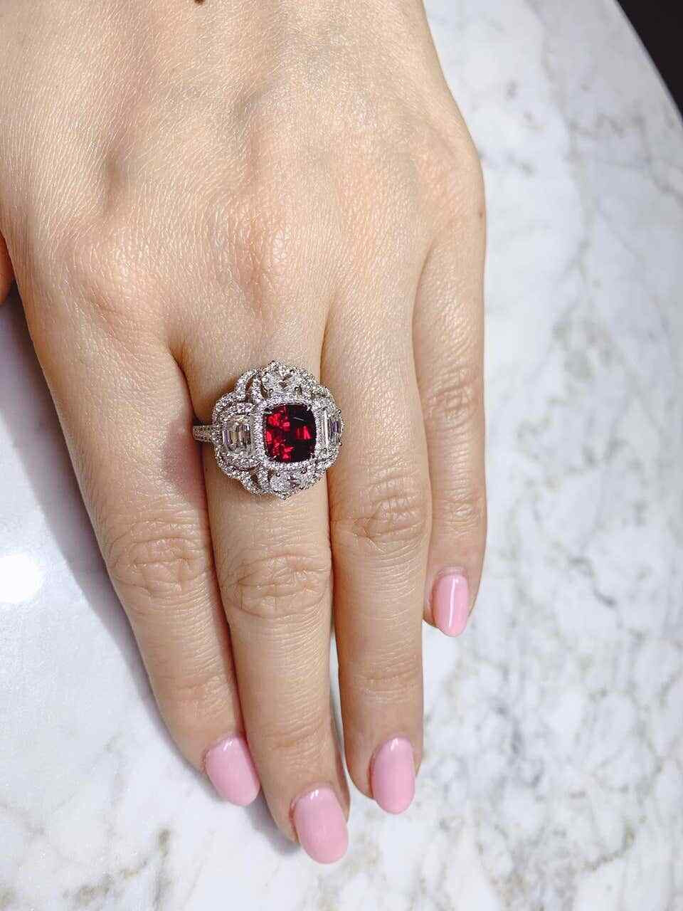Lab Created Cushion Cut Red Ruby Women's Wedding Unique Bright Finish ...