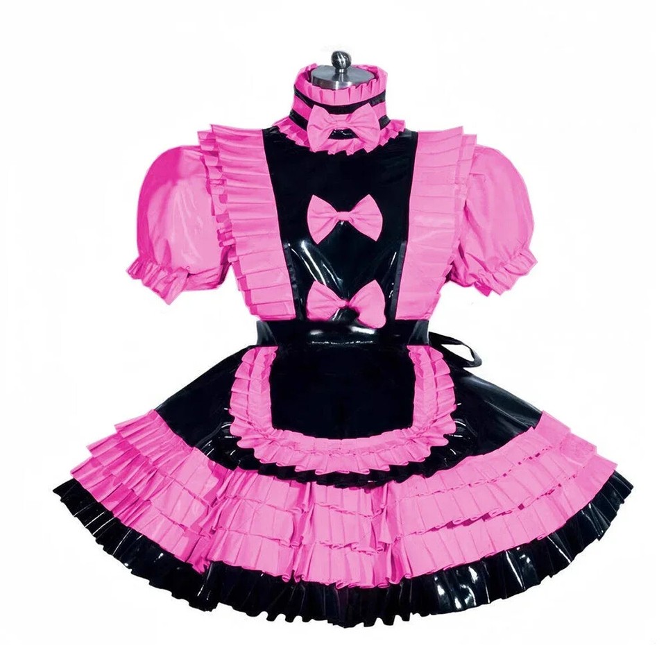 Lockable French Puff Short Sleeve Bow Maid Party Dresses Pleated Maid ...