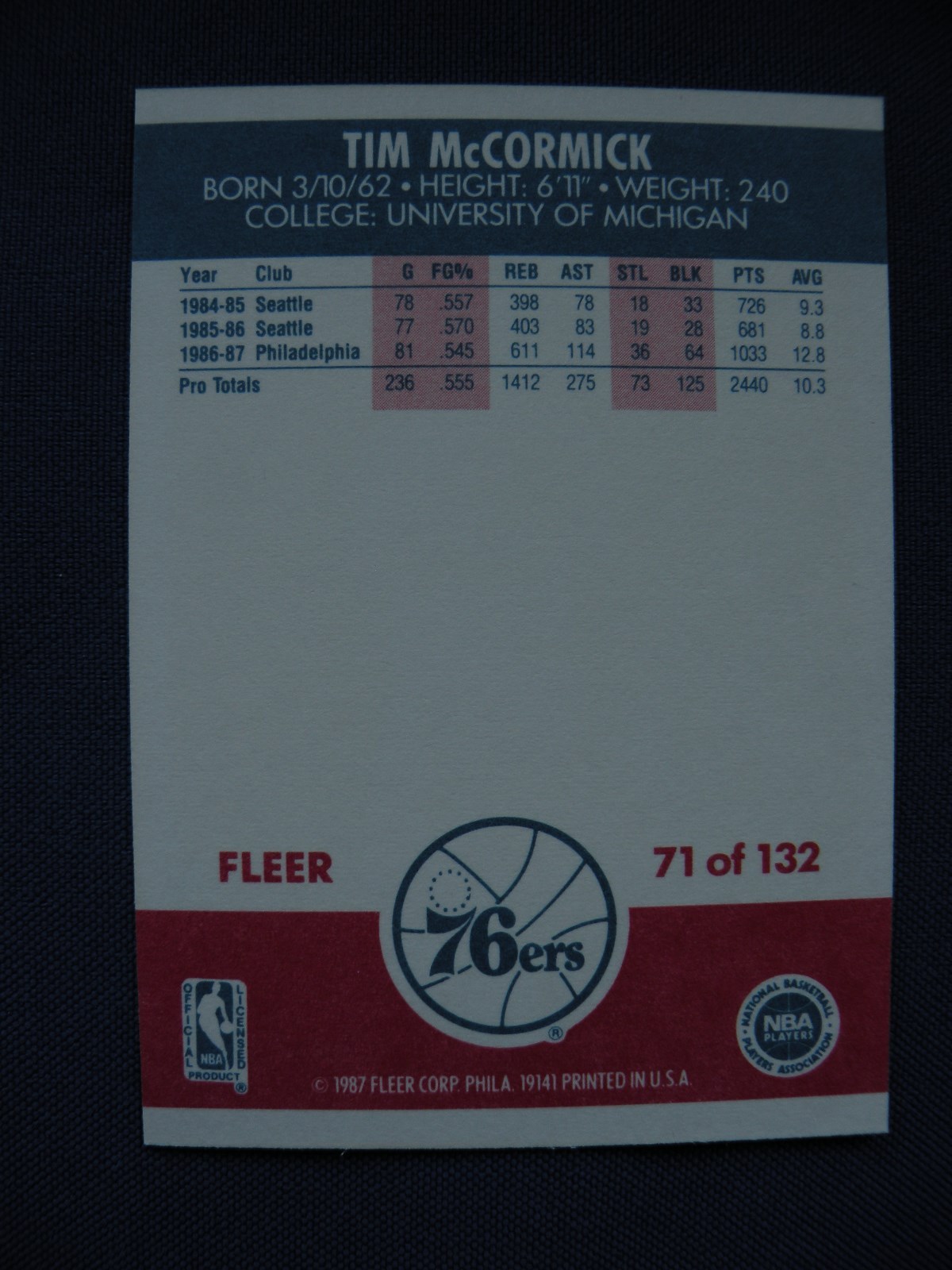 1987-88 Fleer - Tim McCormick #71 for sale online | eBay