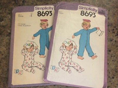 🌸 1978 SIMPLICITY #8693 - CHILDS TWO STYLE SLEEPER w/wo FEET PATTERN 1 ...