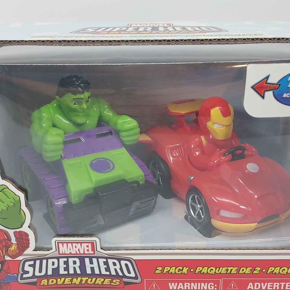 Marvel Super Hero Adventures The Hulk Ironman 2-Pack Pull Back Action ...