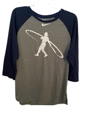 Nike NEW Mens Swingman Baseball Fashion Raglan Shirt Gray Large $45 | eBay