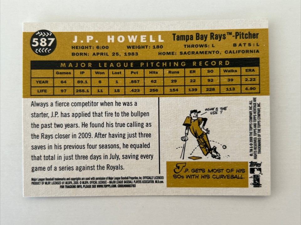 J.P. Howell Autographed 2009 Topps Heritage #587 In Person N258 | eBay