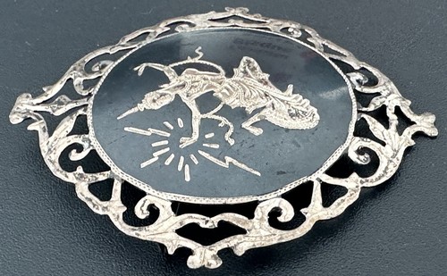 Vintage Siam Sterling Silver Pin Brooch Niello Hindu Goddess Mekkala ...