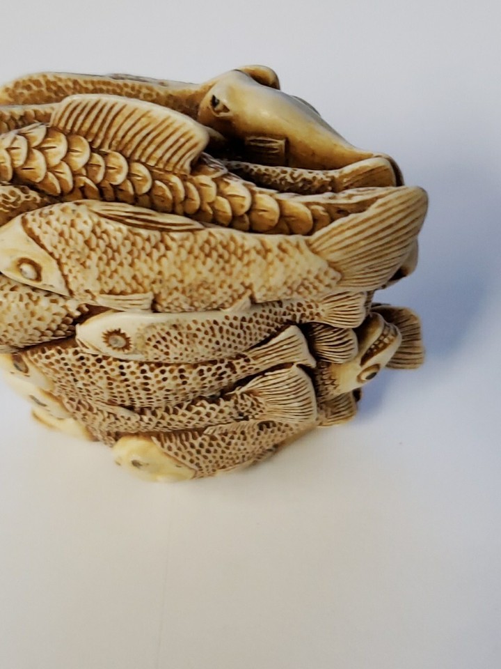 School of fish Rare Treasure Ornate high detailed Bone Trinket Box Gift ...