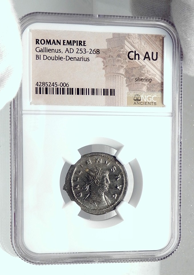 GALLIENUS Authentic Ancient 267AD Antioch Roman Coin APOLLO TRIPOD NGC ...