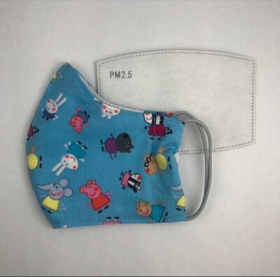 Peppa Pig - Face Mask - Blue / Multi- Double Layer with PM 2.5 Carbon ...