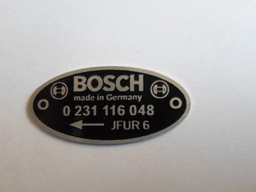 Alu-schild Bosch Typenschild für Porsche 911 JFUR 6 Benz u.a ...