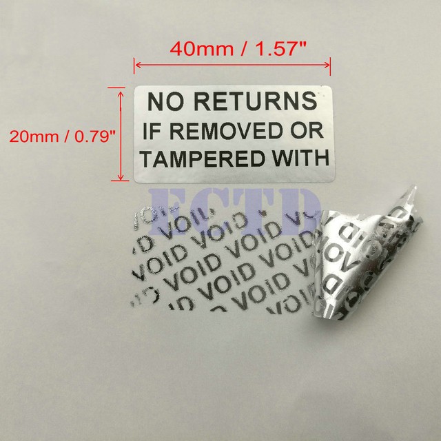 500pcs Security Seal Tamper Proof Stickers No Return If Removed 40mm X ...