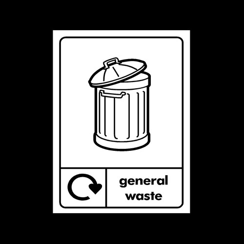 General Waste Recycling - Plastic Sign or Sticker - Choose Size ...