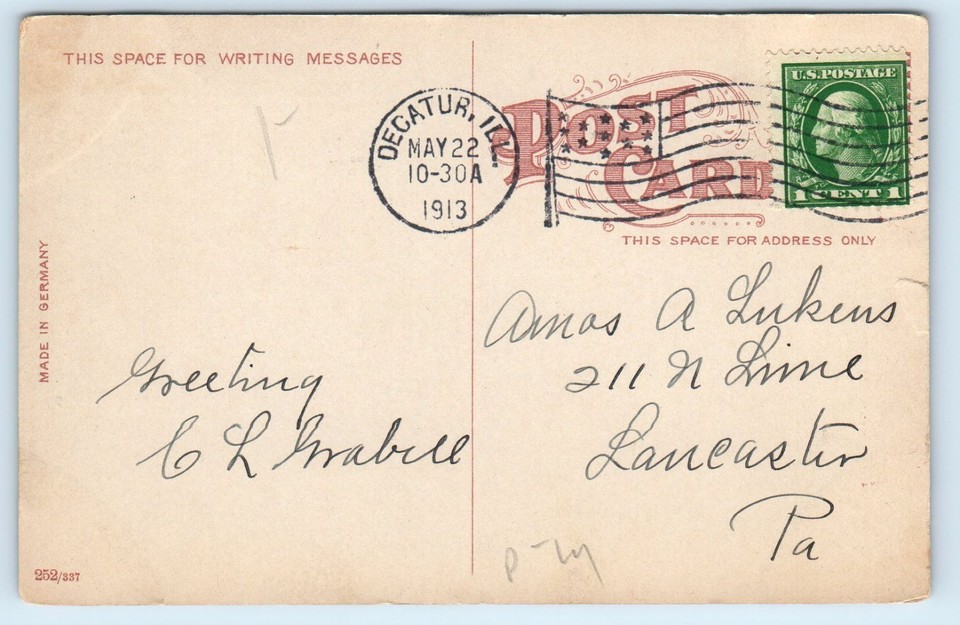 1913 Decatur Illinois IL Vintage Postcard First Methodist Church Chapel ...