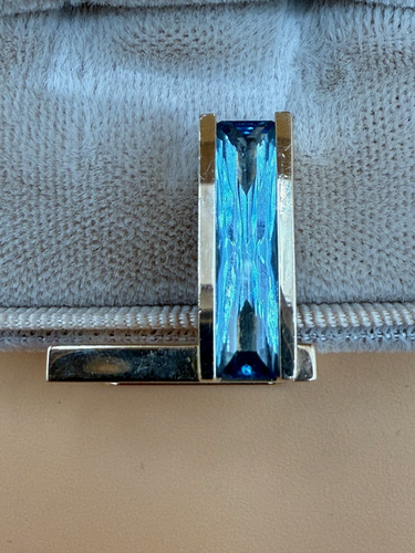 Trisko 14K Yellow Gold Rectangular Cut Blue Topaz Ring 3.14 Carat 8.68 ...