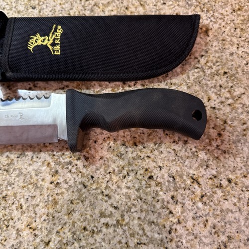 12.5" ELK RIDGE FIXED BLADE FULL TANG HUNTING KNIFE SHEATH RAZOR SHARP ...