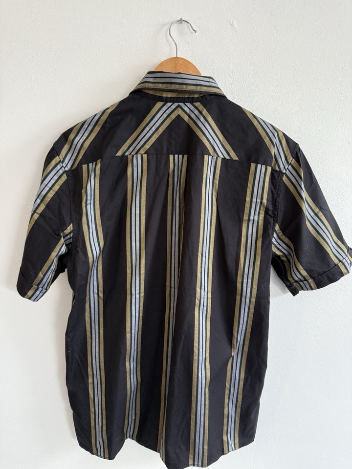 Fred Perry Shirt Mens Medium Black Gold Striped Ska Mod Scooter Casuals ...
