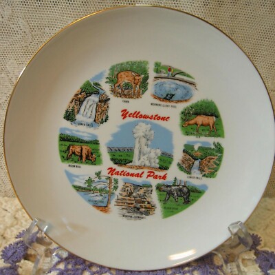 Vintage 8” Yellowstone National Park State Collector Plate - Gold ...