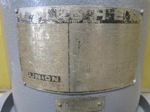 Union Pump Co. Unichem 1-1/2 x 2 x 7 Centrifugal Pump 60 GPM 5 HP 3 PH ...
