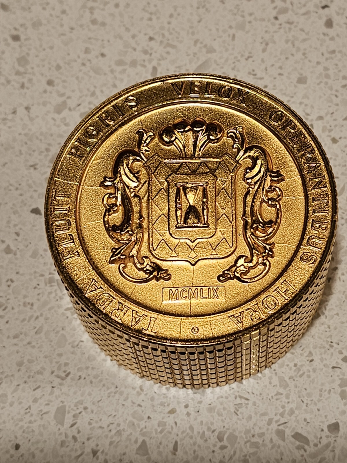 Vintage Swiza 8 Whirlpool 1975 Gold Tone Coin Stack Alarm Clock Swiss ...