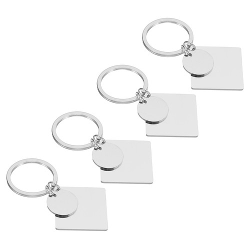 4Pcs Metal Stamping Blanks, Metal Keychain Blanks Square, Silver Tone ...