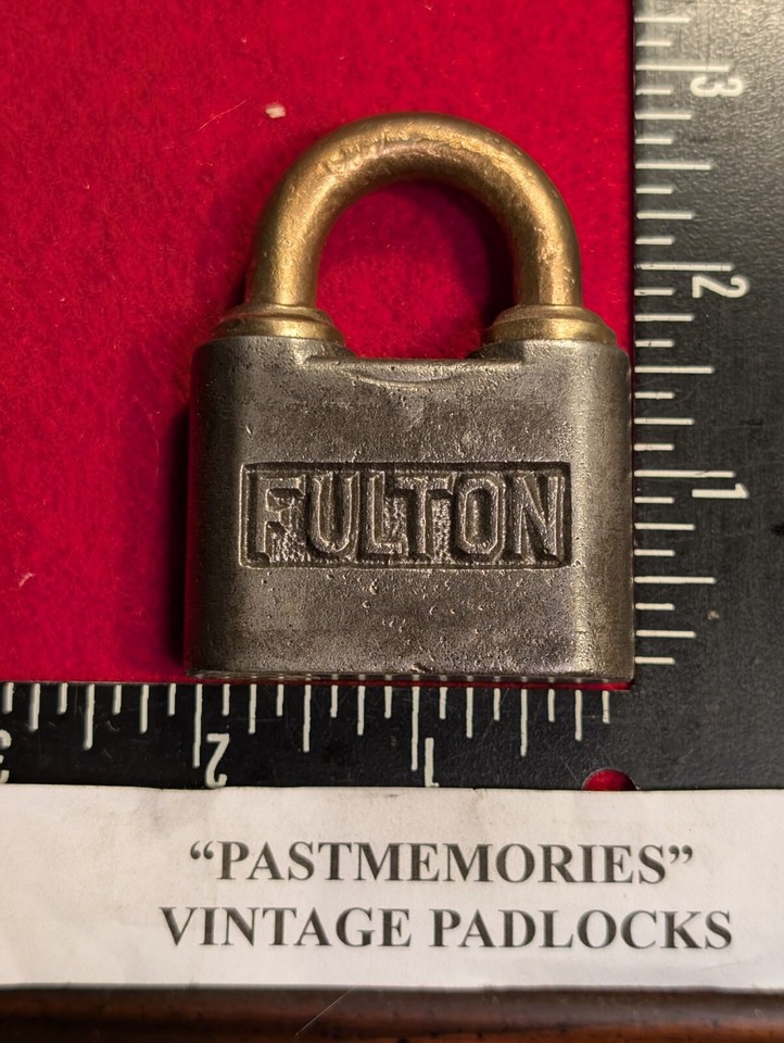 "FULTON TOOLS" CAST IRON & BRASS PUSH KEY PADLOCK, ANTIQUE LOCKS ...