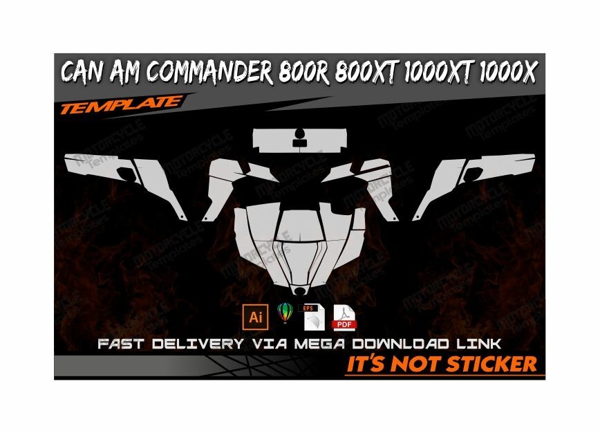 CAN AM COMMANDER 800R 800XT 1000XT 1000X template vector 1/1 scale EPS ...
