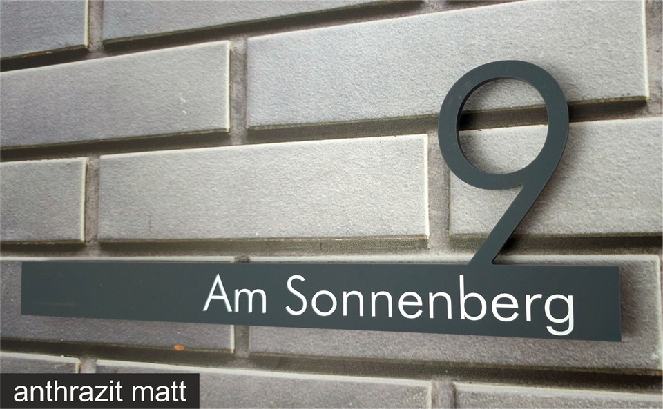 3D Hausnummer CITY Hausnummernschild Acryl Edelstahl Design schwarz ...
