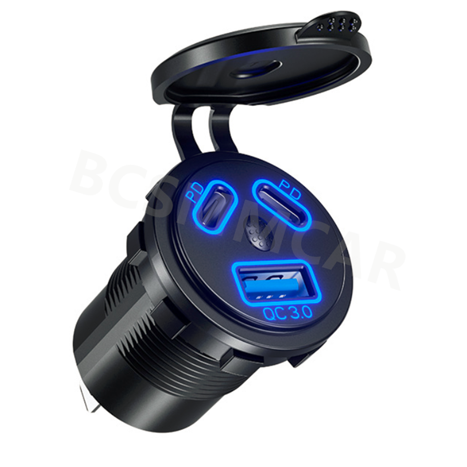 USB Type-C Car Charger Socket Power Outlet Phone Quick Charge Adapter ...