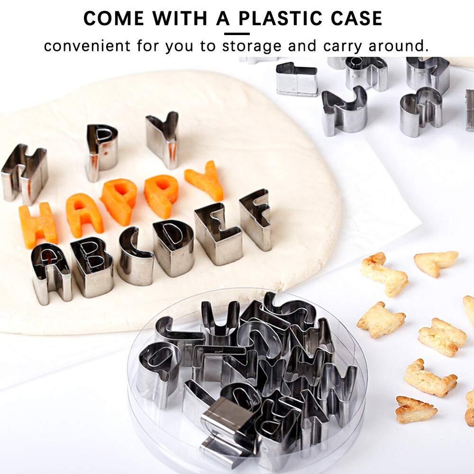 37 Pcs Mini Alphabet and Numbers Cookie Cutters Set for Fondant Biscuit ...