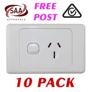 10 x Single 15AMP Power Point GPO - White Electrical Supplies Standard ...