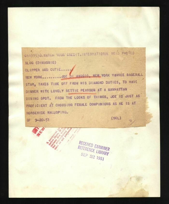 1951 ORIGINAL NEW YORK YANKEES PHOTO JOE DIMAGGIO VINTAGE | eBay
