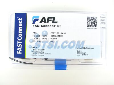 AFL FAST-ST-SM-6 FastConnect ST SM OS2 Fiber Optic Connector, 6-Pack ...