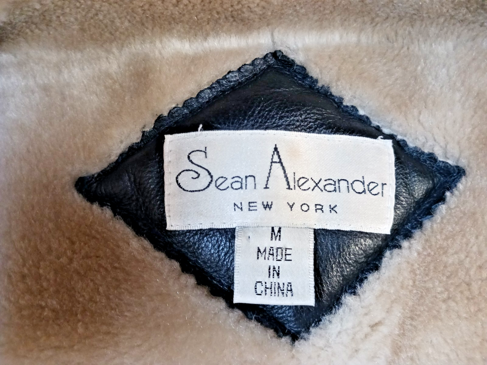 SEAN ALEXANDER LEATHER BELTED SHEARLING HOODED WINTER COAT SIZE MEDIUM ...