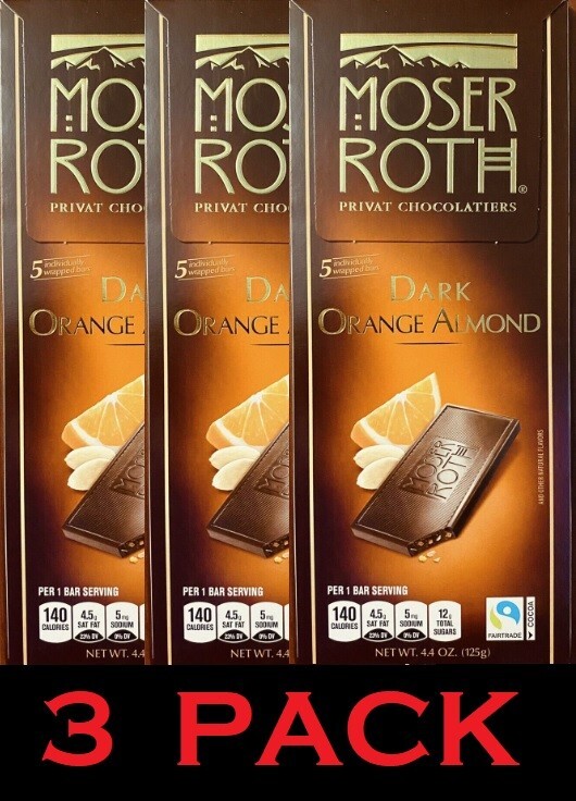 **NEW** MOSER ROTH PREMIUM CHOCOLATE DARK ORANGE ALMOND CANDY BAR 4.4 ...