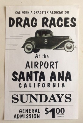 Drag Races at the Airport Santa Ana CA 11x17" Poster | eBay