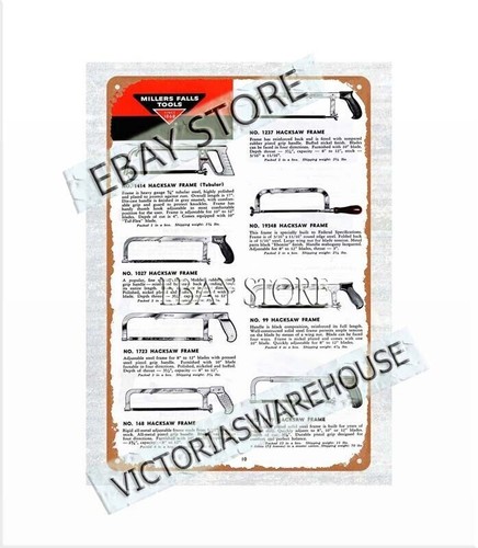1961 metalworking carpentry Hand Precision Tools hacksaw hardware sign ...